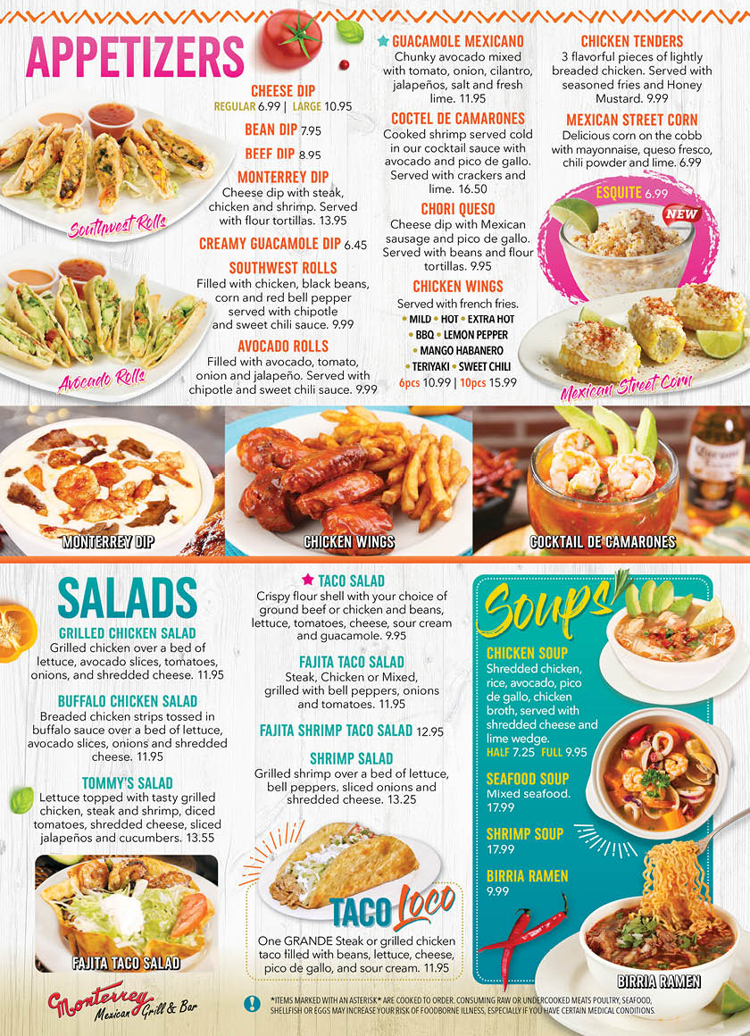Menu – Monterrey Mexican Grill & Bar – Douglasville